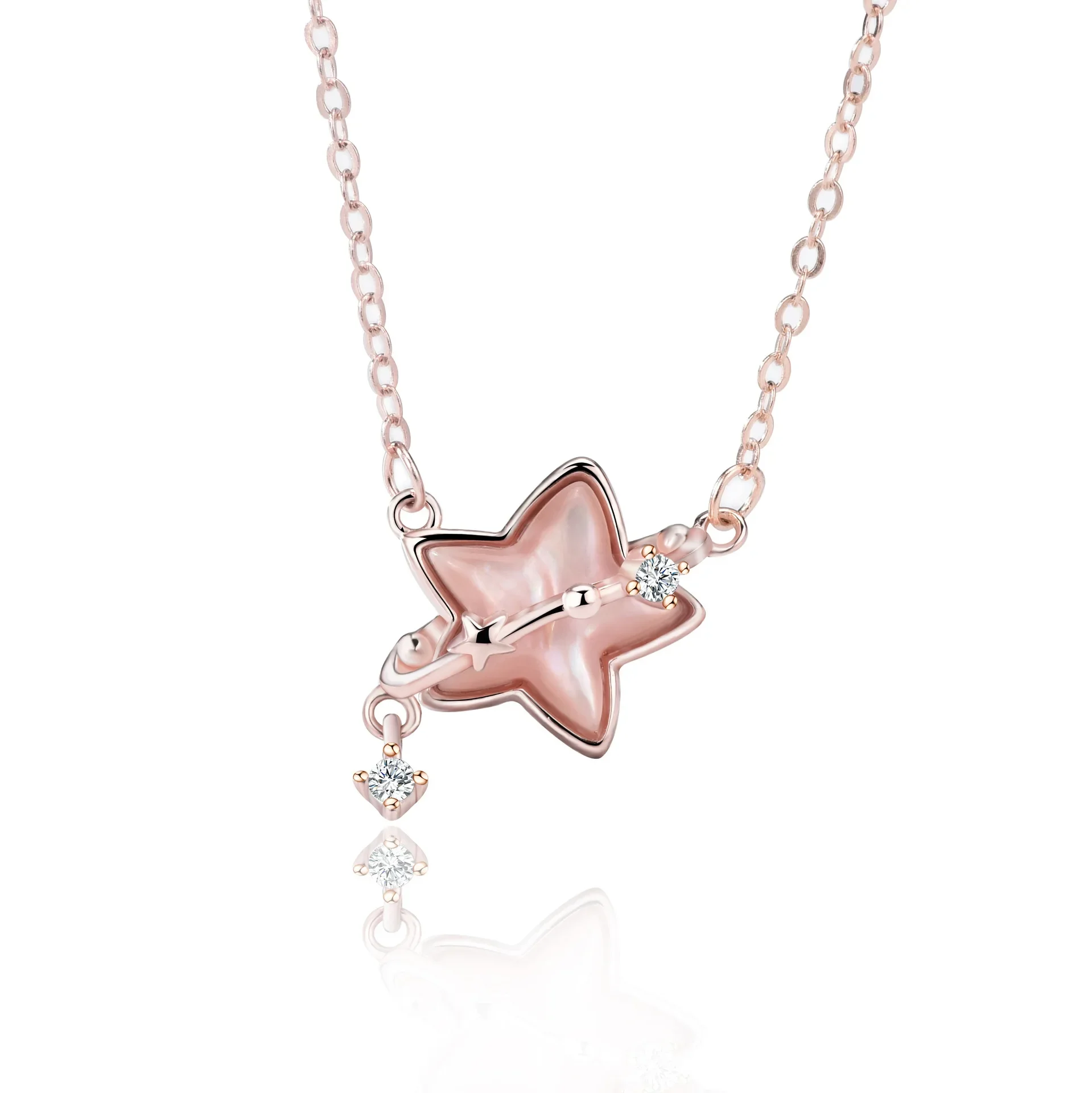 Hot-Sale-Trendy-925-Sterling-Silver-Star-Pink-Shell-Stone-Pendant ...