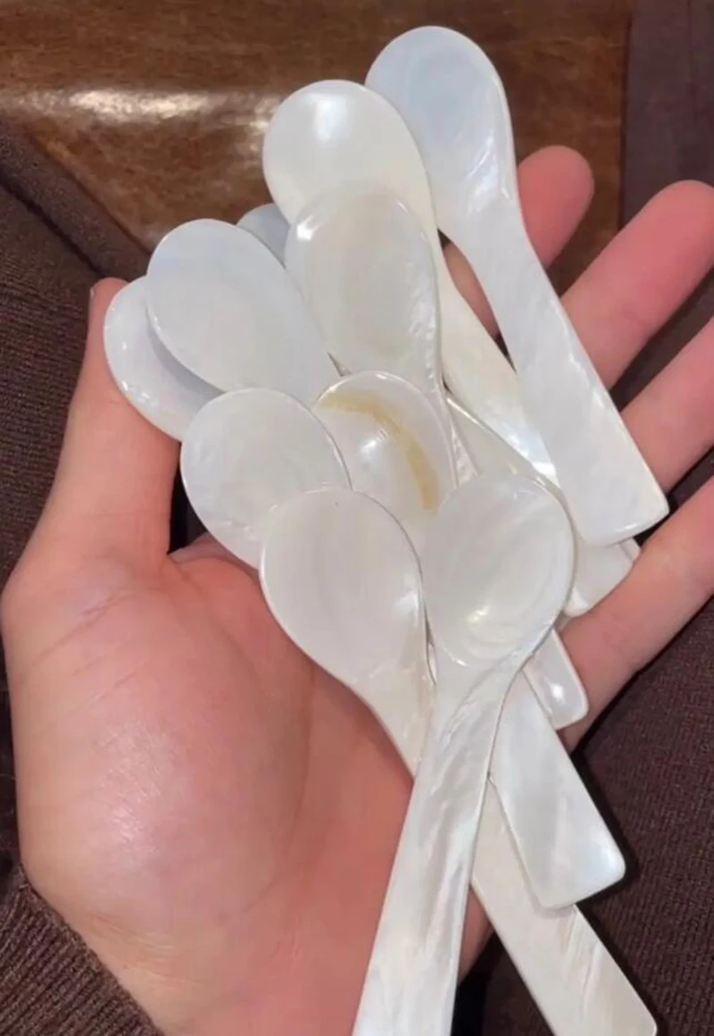 White-Shell-Ice-Spoon-Coffee-Caviar-Spoon-9-13CM-Natural-Mother-of ...