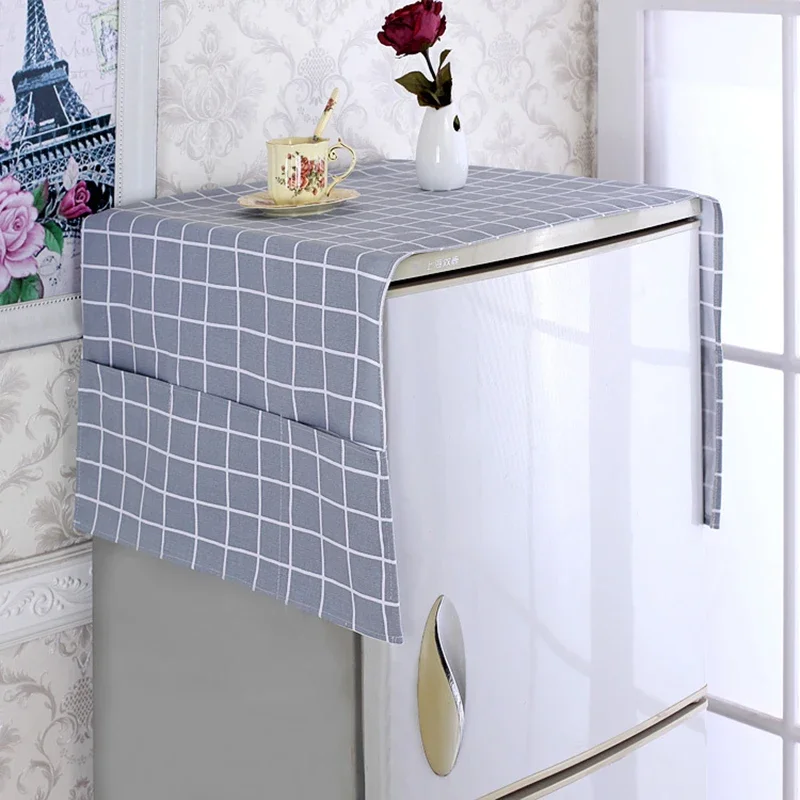 55x120cm-Plaid-Cotton-Refrigerator-Cover-Fridge-Cloth-Dust-Covers ...