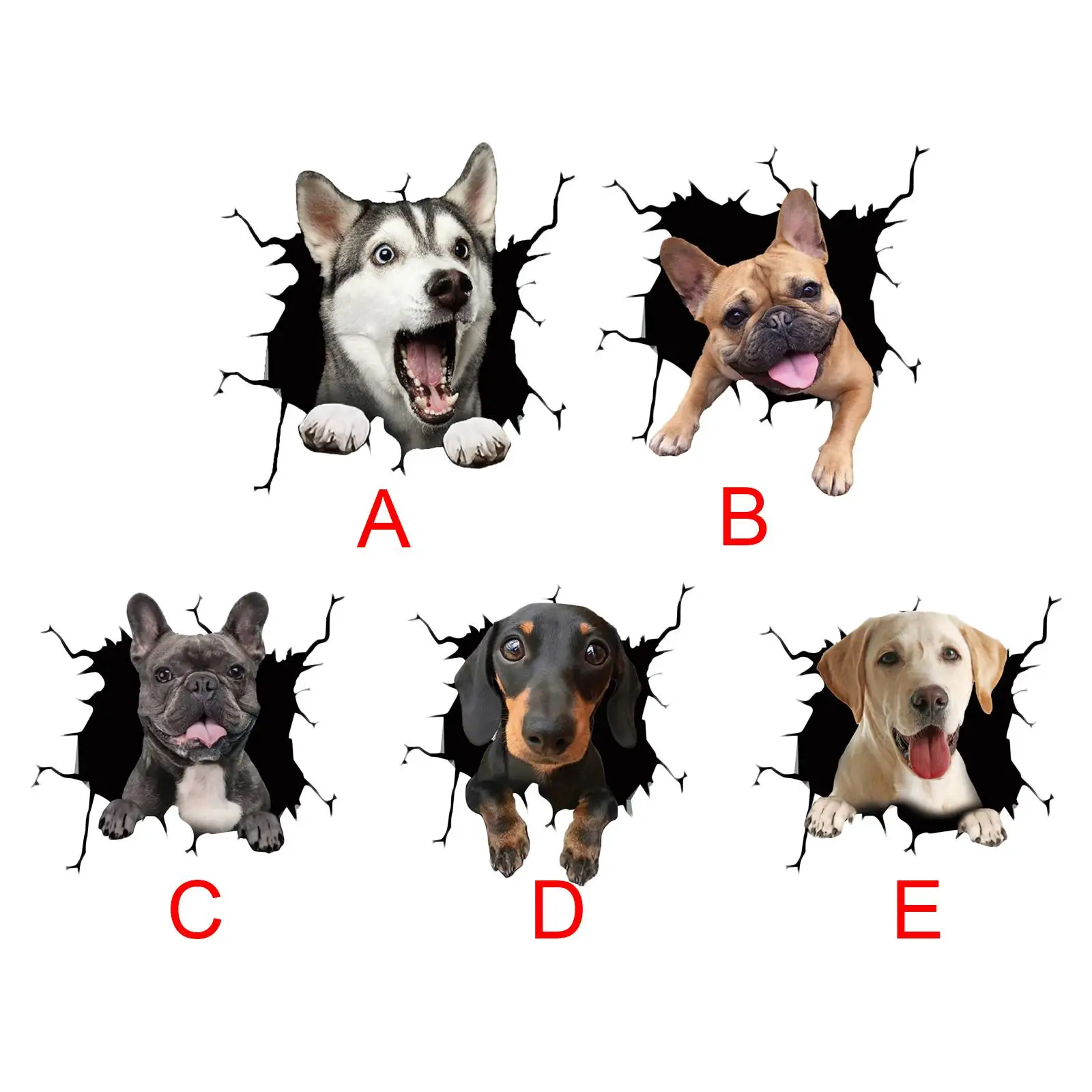 3D-Dog-Stickers-Car-Crack-Decals-Wall-Static-Stickers-Window-Clings ...