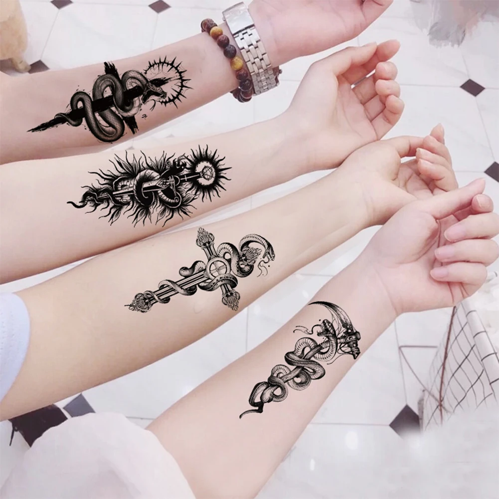 1pc-Black-Tattoo-Stickers-Small-Fresh-Waterproof-Tattoo-Stickers-Long ...
