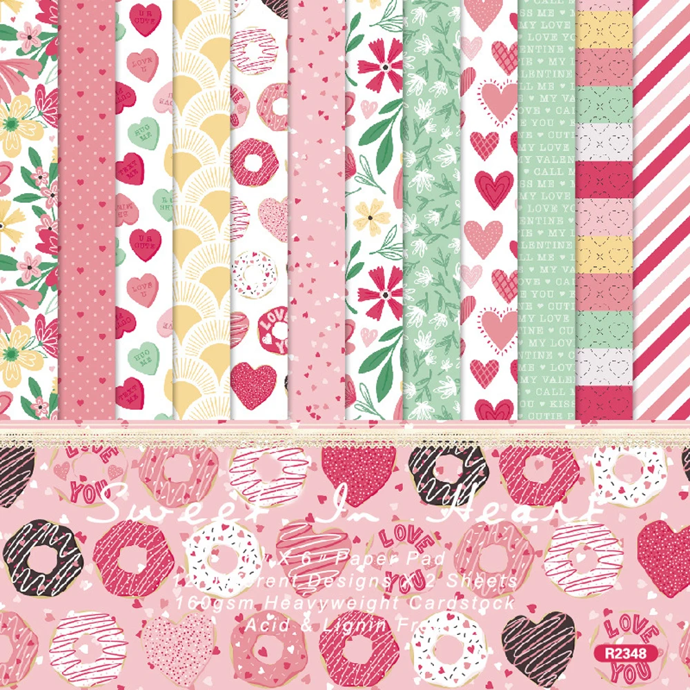 KLJUYP-24-sheets-6-X6-Sweet-Donuts-Love-Scrapbook-paper-Scrapbooking ...