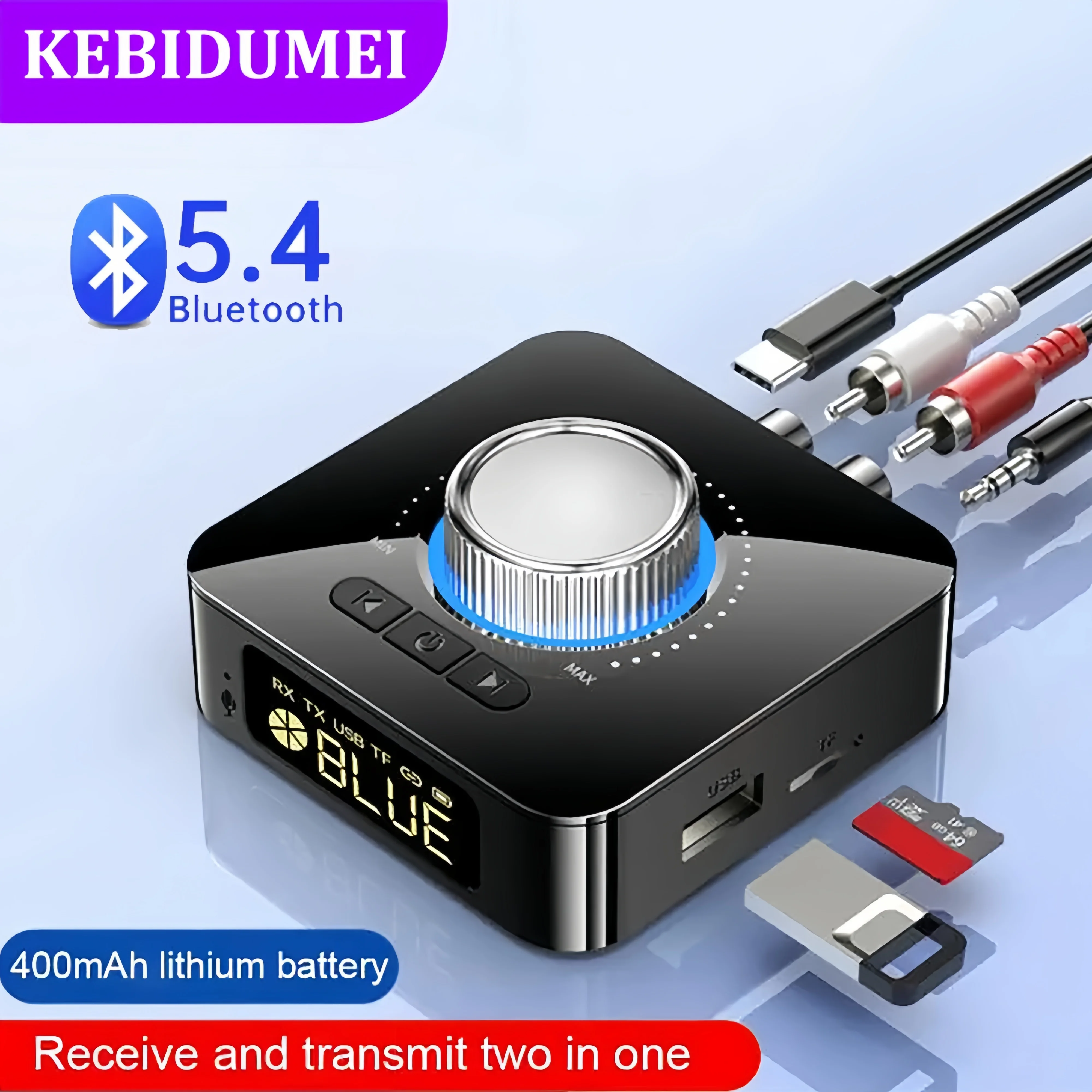 4-IN-1 Bluetooth 5.4 Receiver Transmitter Wireless Audio Adapter 400mAh ...