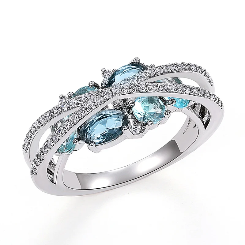 Huitan-Fashion-Cross-Rings-with-Luxury-Blue-Cubic-Zirconia-Newly ...