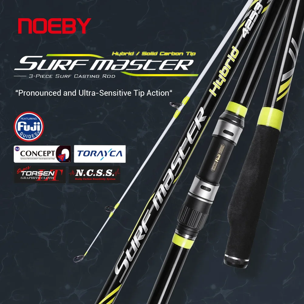 NOEBY-Surf-Casting-Fishing-Rod-4-25m-3-Section-Solid-Carbon-Tip-Fuji ...
