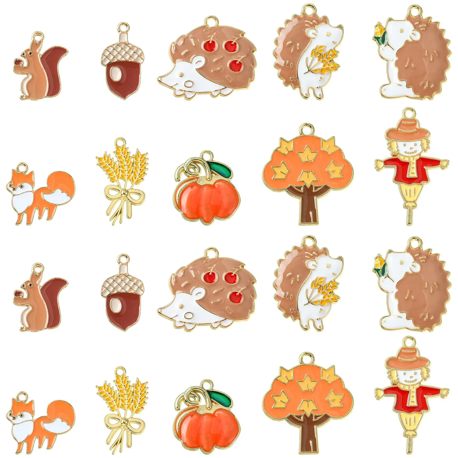 Pandahall-40Pcs-10-Styles-Enamel-Autumn-Charms-Maple-Leaf-Pumpkin ...