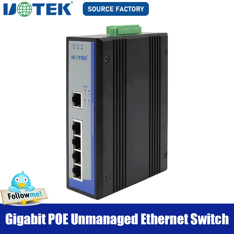 UOTEK-Industrial-1000M-4-Ports-Unmanaged-Ethernet-POE-Switch-Gigabit ...