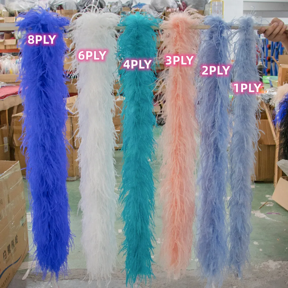 2M Blue Feathers Boa Ostrich Plumes Shawl 1/2/3/4/6Ply Wedding Drees ...
