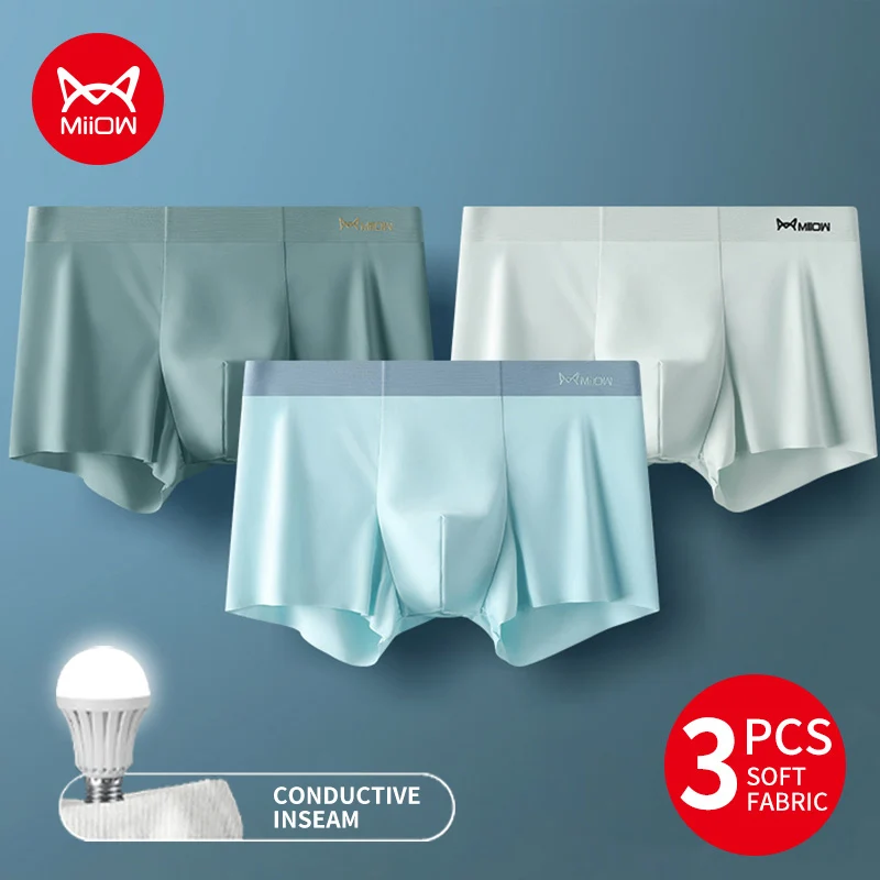 MiiOW ropa interior de seda de hielo para hombre, con estampado bóxer, bragas conductoras ...