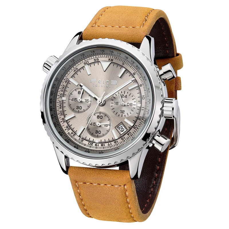 Feice Men's Quartz Watch Leather Fashion Luxury Quartz Wrist Watches ...