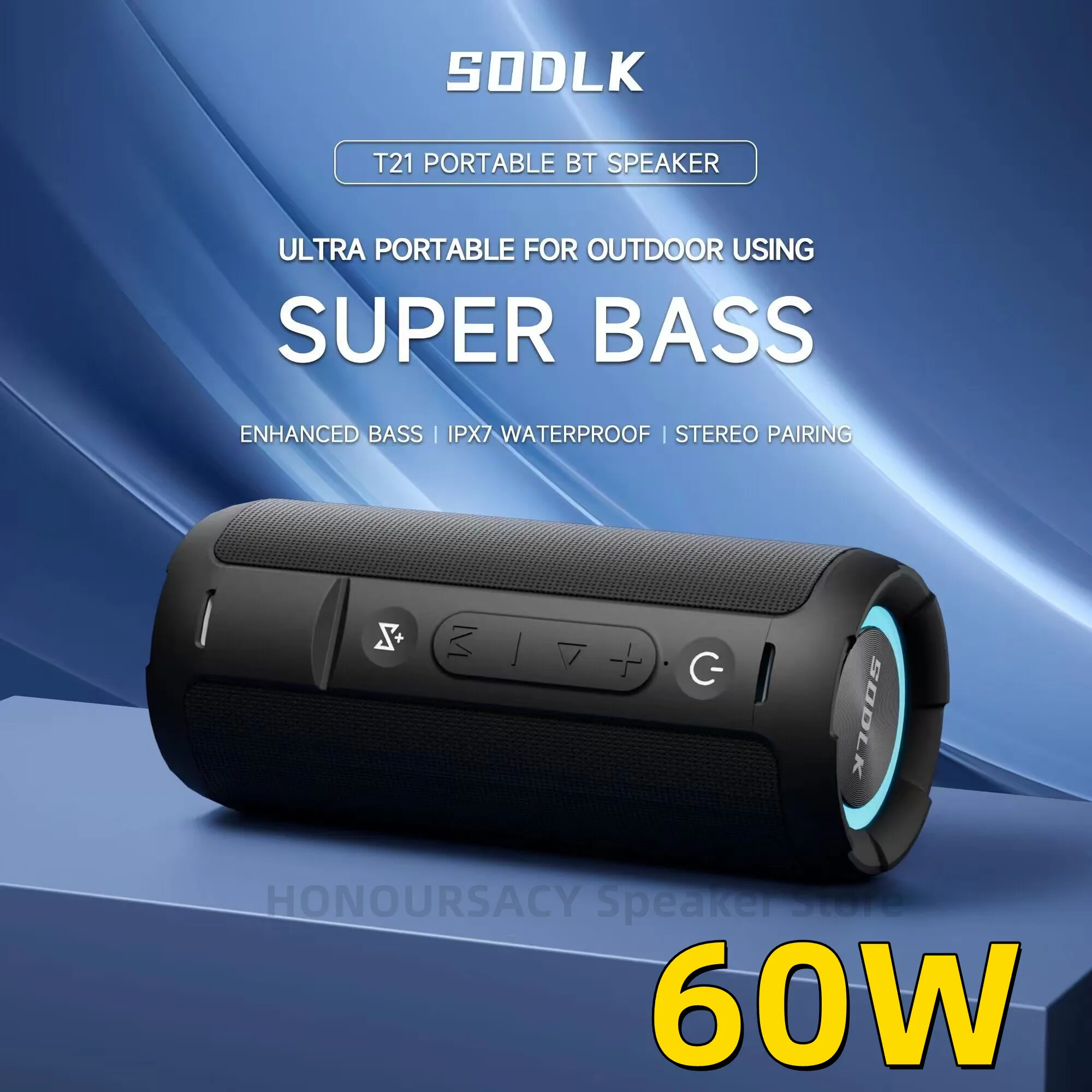 Caixa De Som 60W Big Power Portable Waterproof Bluetooth Speaker ...