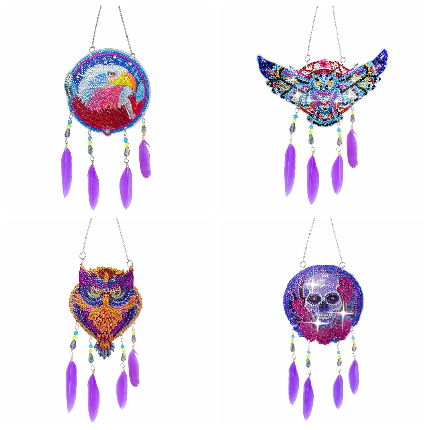 1pc-Set-DIY-Animal-Diamond-Painting-Dream-Catcher-Wind-Chimes-Double ...