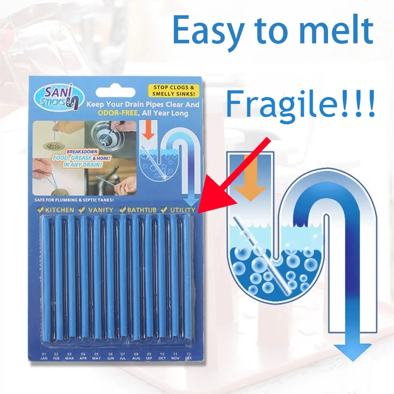 12PCS-Set-Drain-Cleaning-Sticks-Clog-Remover-Pipe-Dredging-Rod-Sewer ...