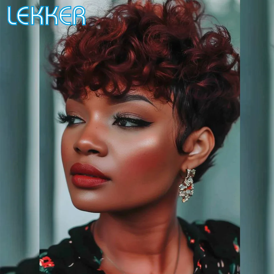 Lekker-Ready-to-Wear-Highlight-Red-99J-Short-Pixie-Cut-Bob-Human-Hair ...