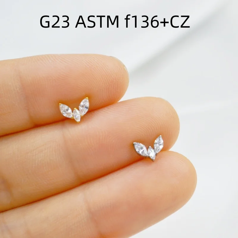 10pcs-16G-Titanium-Astm-F136-Shine-CZ-Internal-Thread-Lip-Labret-Bar ...