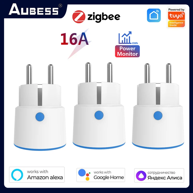 Tuya Smart Zigbee Stopcontact 3800W 16A Eu Smart Socket Power Meter Afstandsbediening Werk Met ...