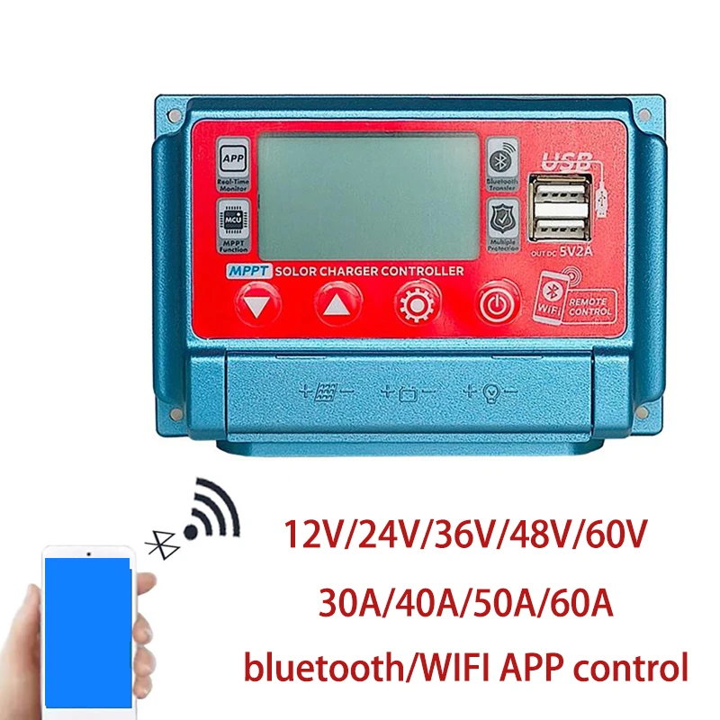 30A-40A-50A-60A-bluetooth-Wifi-Solar-Panel-Controller-2-USB-Digital ...