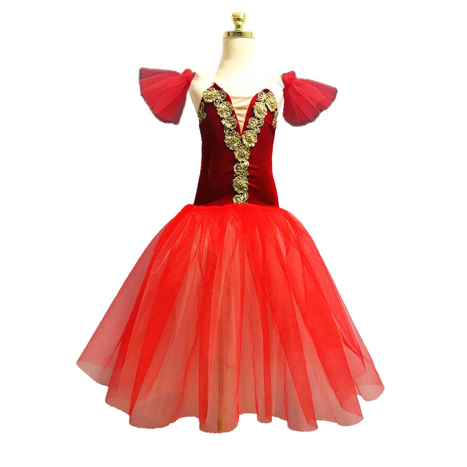 Red Ballet Dress Long Dance Skirt For Adult Children Professional Belly ...