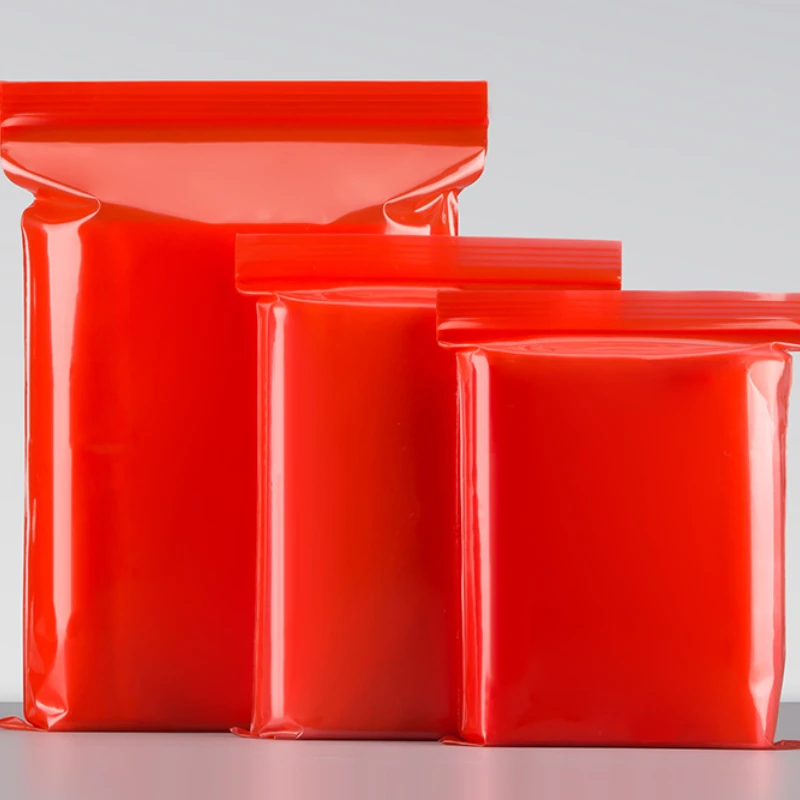 Red Translucent Masking Zip Lock Grip Plastic Packaging Bags Food PE ...