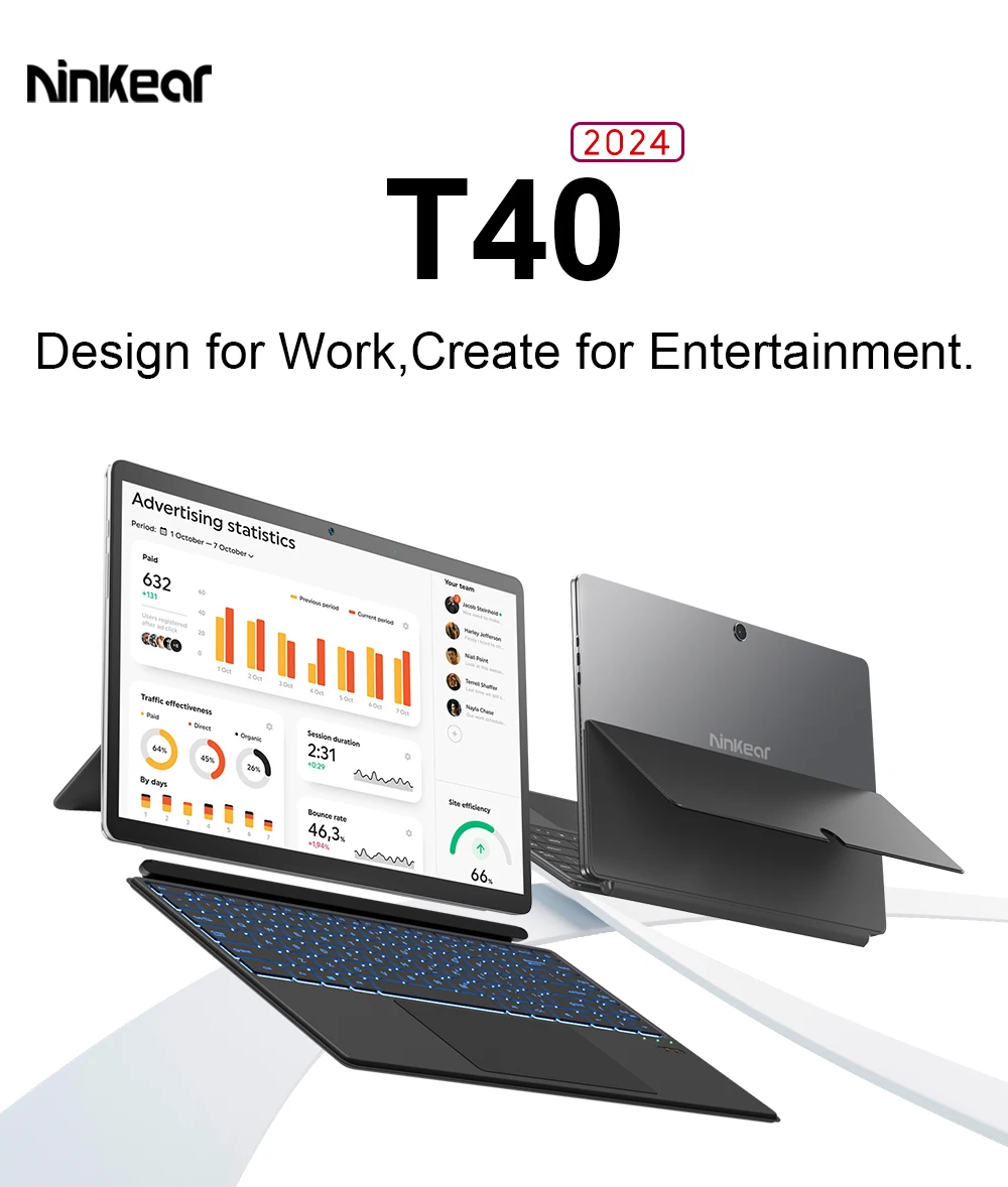 Ninkear T40 Laptop TouchScreen 2 in 1 Tablet Intel N100 14 Inch FHD ...