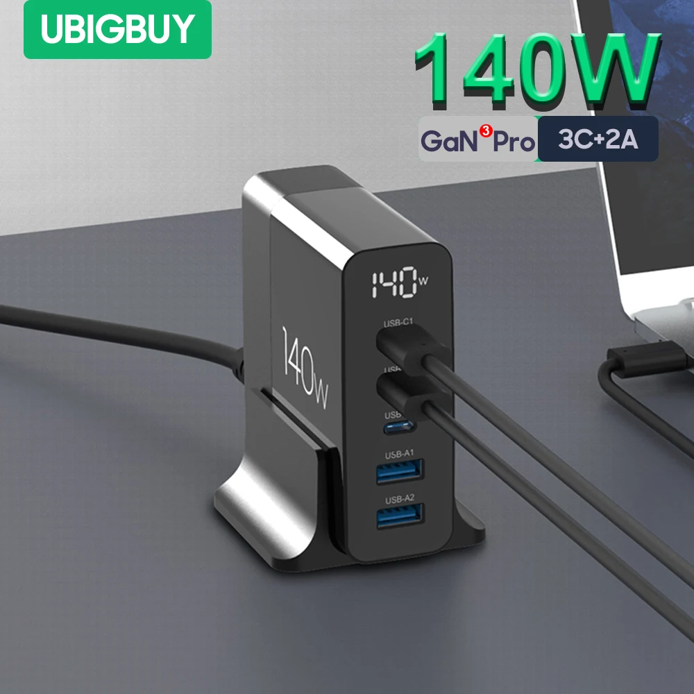 Ubigbuy-140W-USB-C-Charging-Station-100W-GaN-Multi-Wall-Charger-Adapter ...