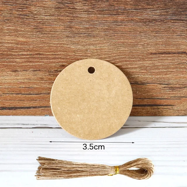 100pcs 3-5cm Round Kraft Paper Tags with Strings Wedding Birthday ...