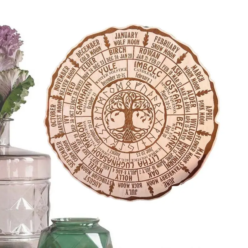 Wooden-Pagan-Sign-Wheel-of-The-Year-Wicca-Calendar-Tree-of-Life ...