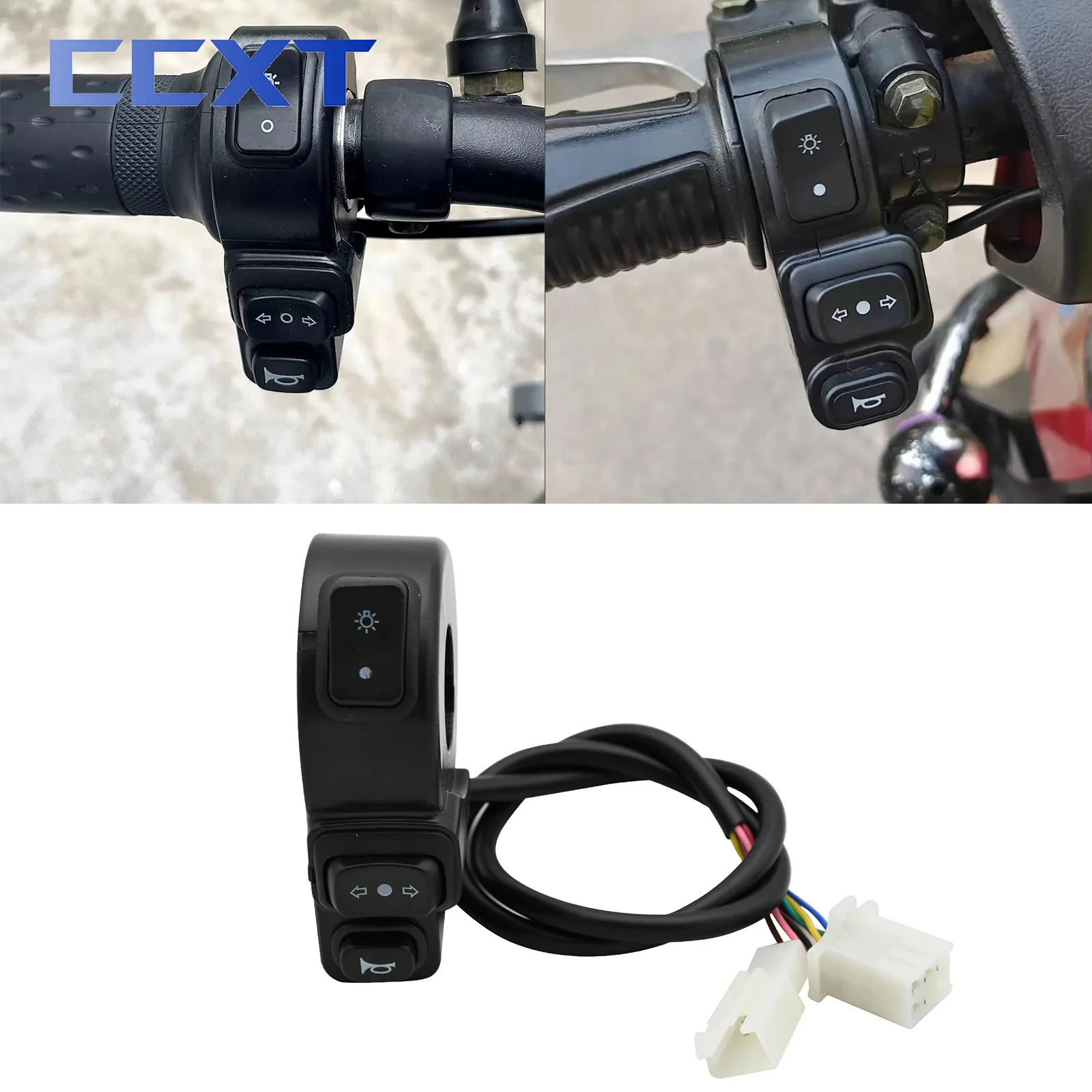 For 22mm Dia Handlebars Universal 3 In1 Motorcycle Switch Electric Bike ...