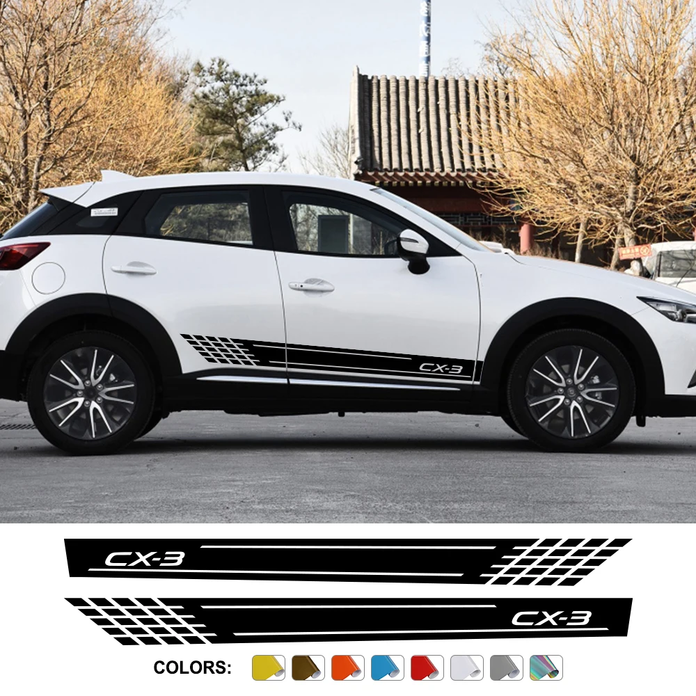2Pcs Car Door Side Stickers For Mazda CX-3 Racing Sport Styling Vinyl ...