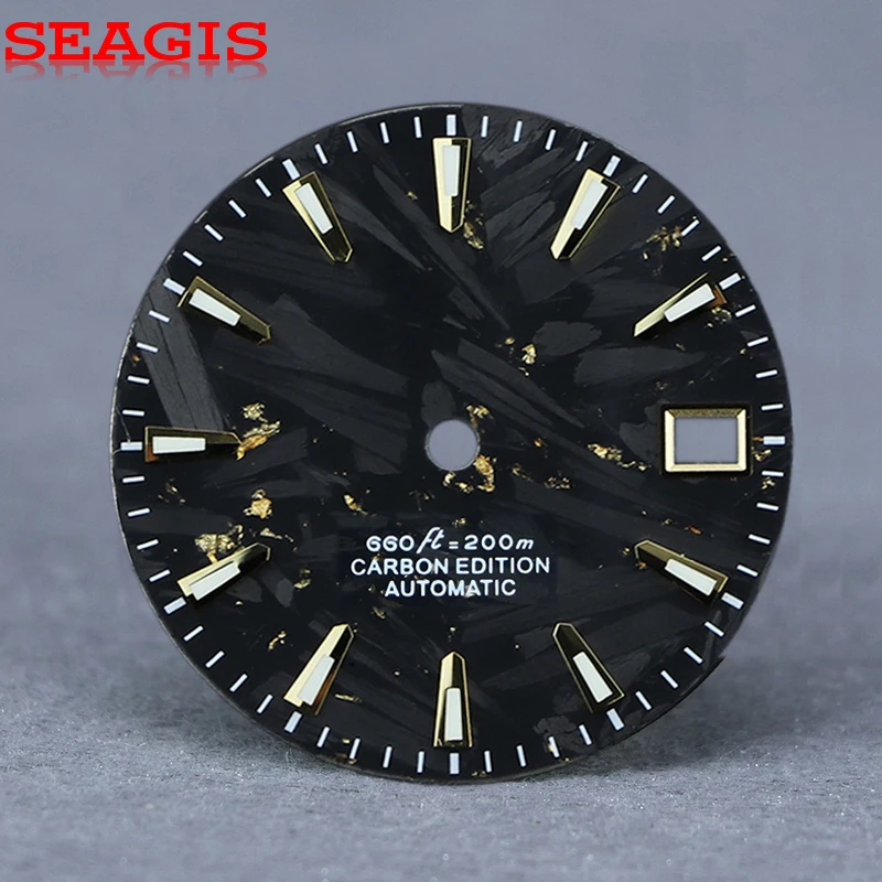 SEAGIS Carbon fiber dial, 28.5 mm dial BGW9 lume for NH35 Dial Mod ...