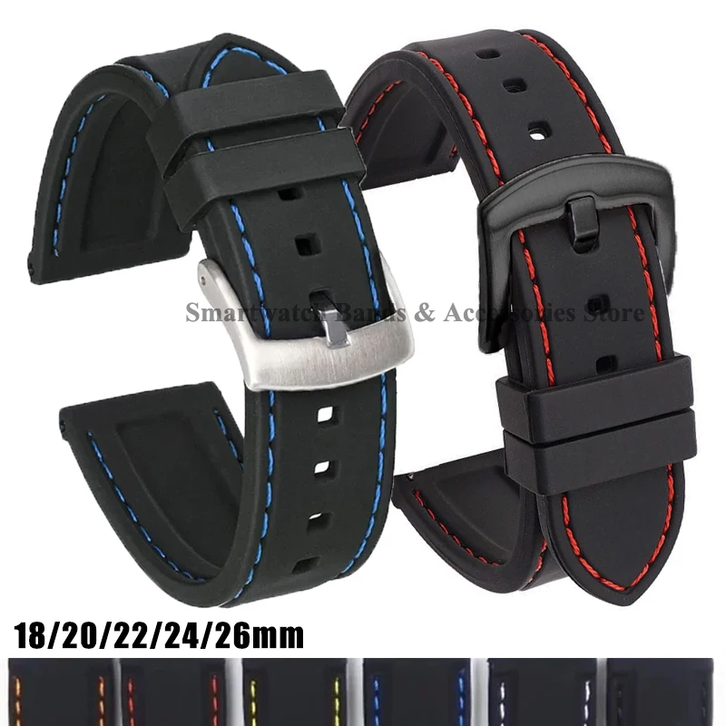 18mm-20mm-22mm-24mm-26mm-Silicone-Waterproof-Watch-Band-for-Men-Women ...