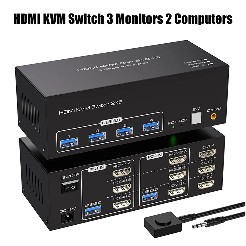 Triple-HDMI-USB-3-0-KVM-Switch-3-Monitors-2-Computers-8K-60Hz-4K-120Hz ...
