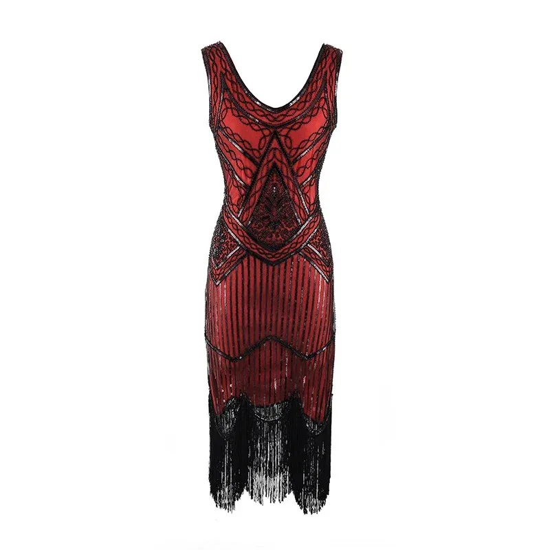 N3O3 Women's 1920s Vintage Sequin Full Fringed Deco Inspired Flapper ...