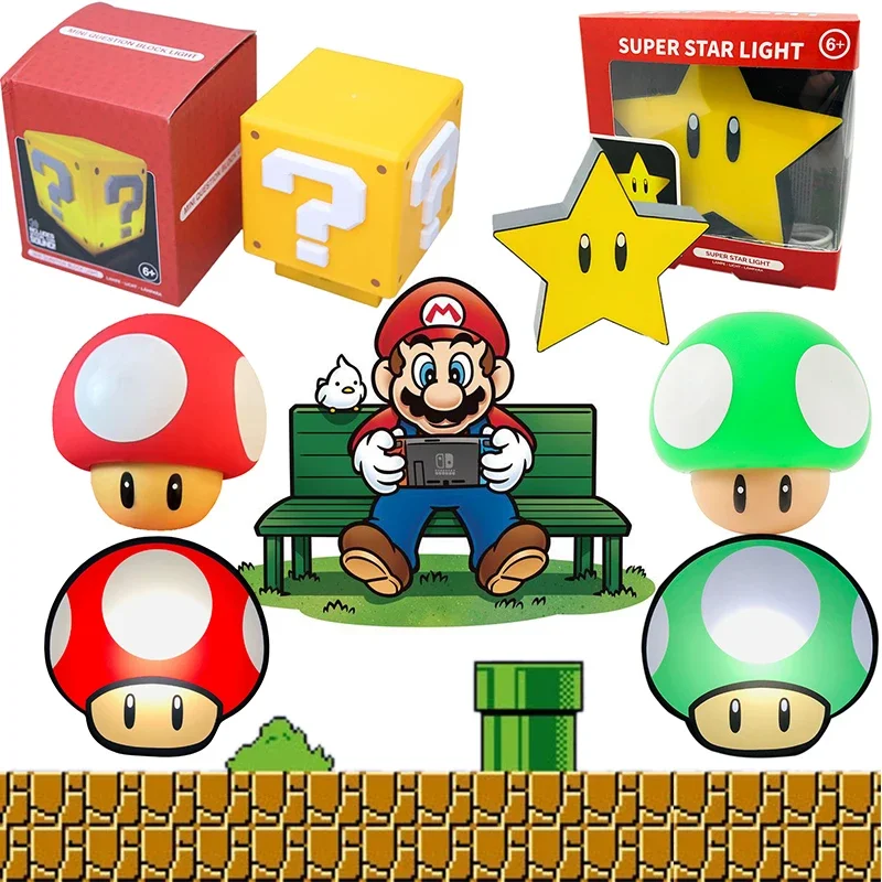 Super-Mario-Pergunta-Mark-Brick-Night-Light-Kinopio-Lamp-Star-Statue-M ...