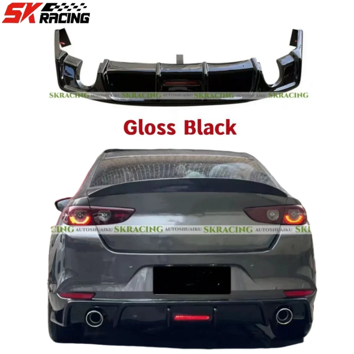 Body-Kit-Glossy-Black-ABS-Rear-Bumper-Lip-Diffuser-Bodykit-For-Mazda-3 ...