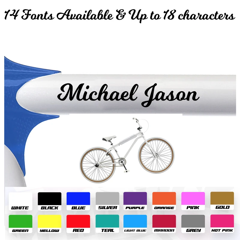 2pcs Bike Frame Sticker Personalised Name Bicycle Decorative Vinyl ...