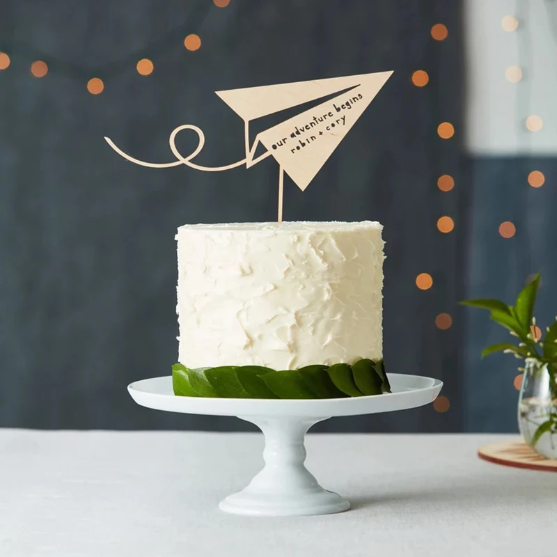Personalized Cake Topper Wedding Paper Airplane Travel Adventure Cake ...