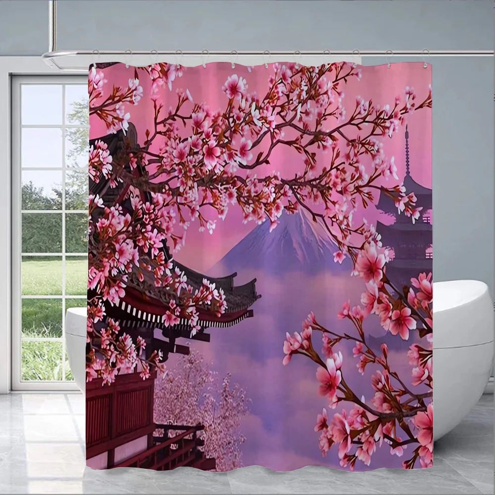 Sakura-Bathroom-Curtain-Folding-Partition-Shower-Curtains-Accessories ...