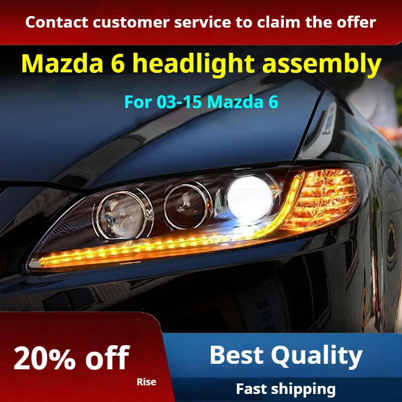 FT Car Lights For Mazda 6 Headlights 2003-2015 Full LED Projetor ...