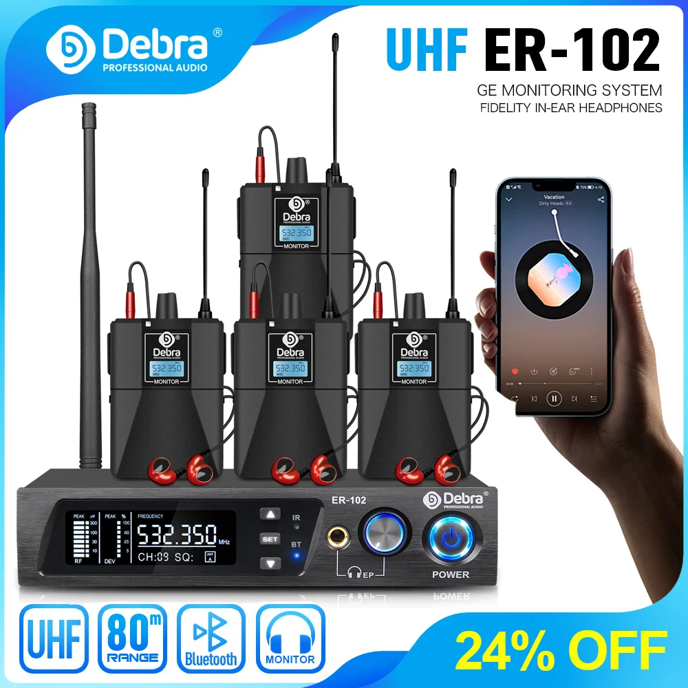 Debra-In-Ear-Monitoring-System-UHF-Wireless-Stage-Monitor-ER102-80M ...