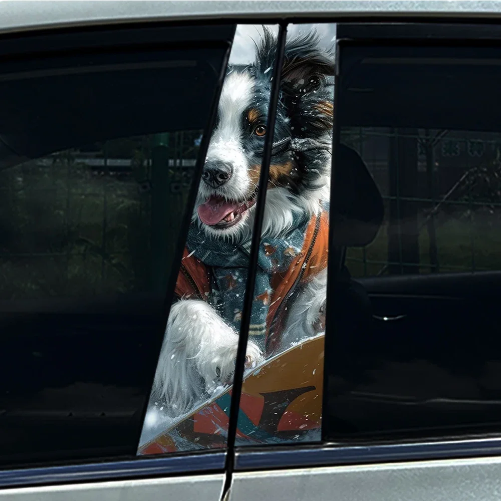 1/2pcs Happy German shepherd corgi Dog Car Stickers DIY Car B-pillar ...