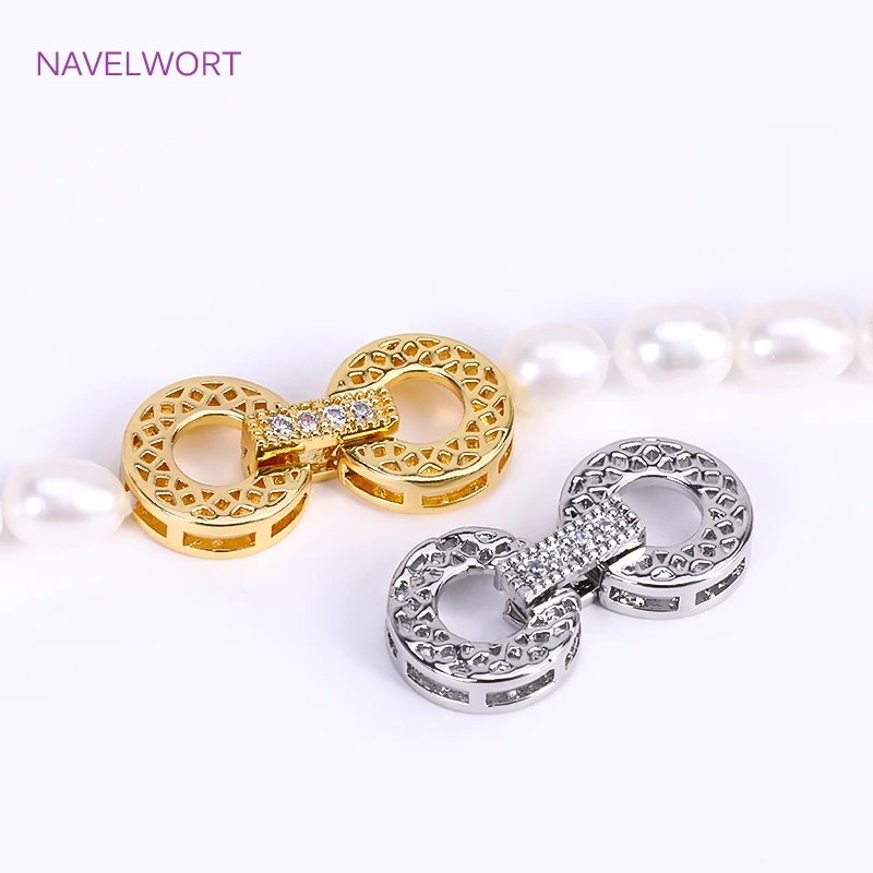 Novo-Designer-Rodada-P-rola-Fecho-Fastener-18K-Banhado-A-Ouro-Conector ...