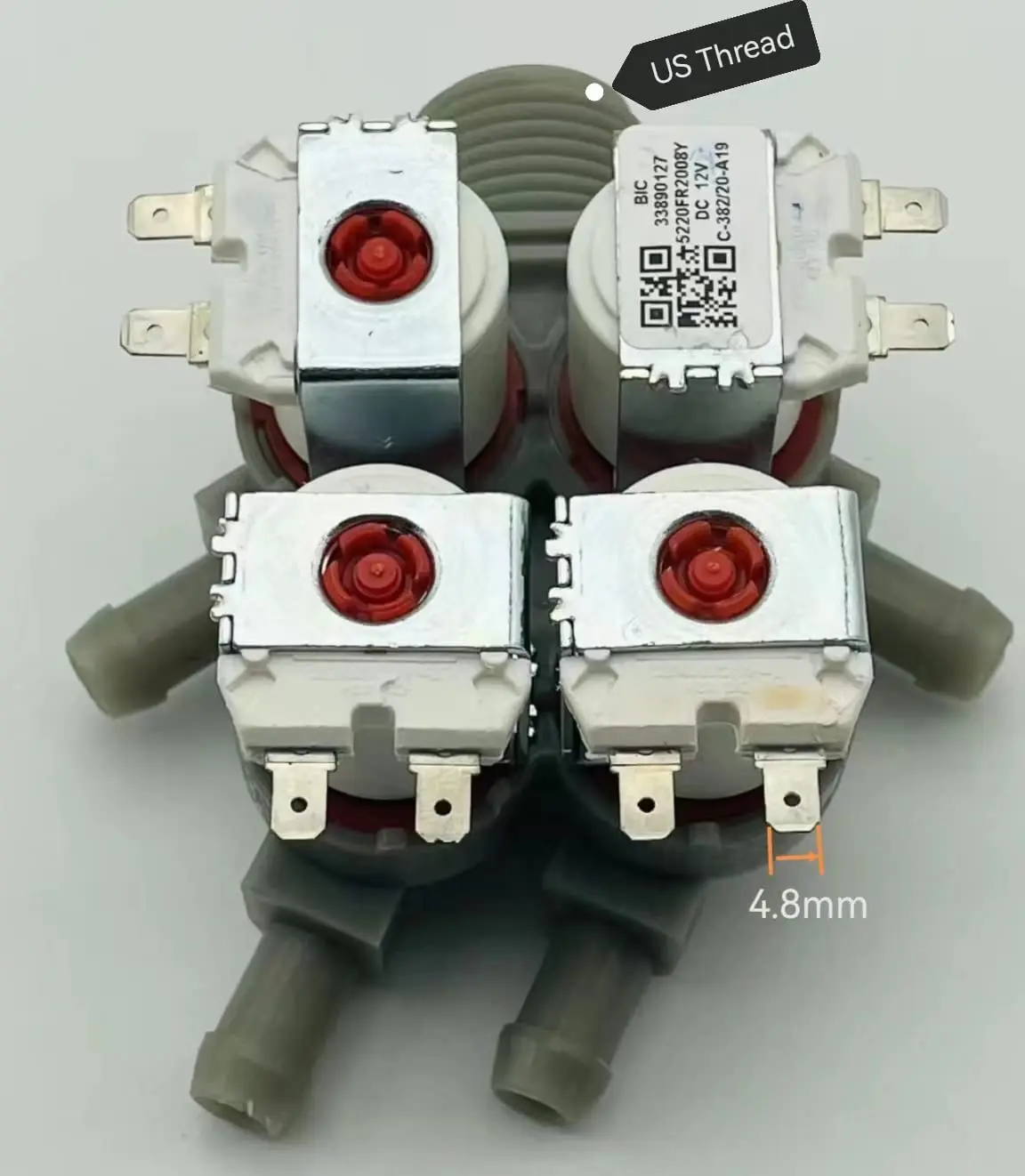 5220FR2008Y-Four-Way-Outlet-Washer-Water-Inlet-Valve-DC12V-US-Thread-of ...