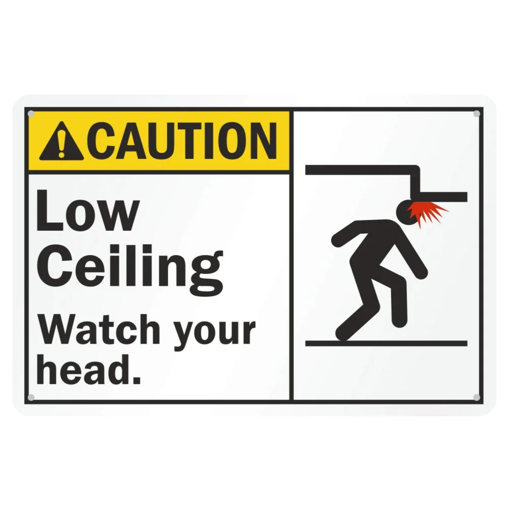 2pcs/4pcs Warning Metal Sign "Caution - Low Ceiling, Watch Your Head ...