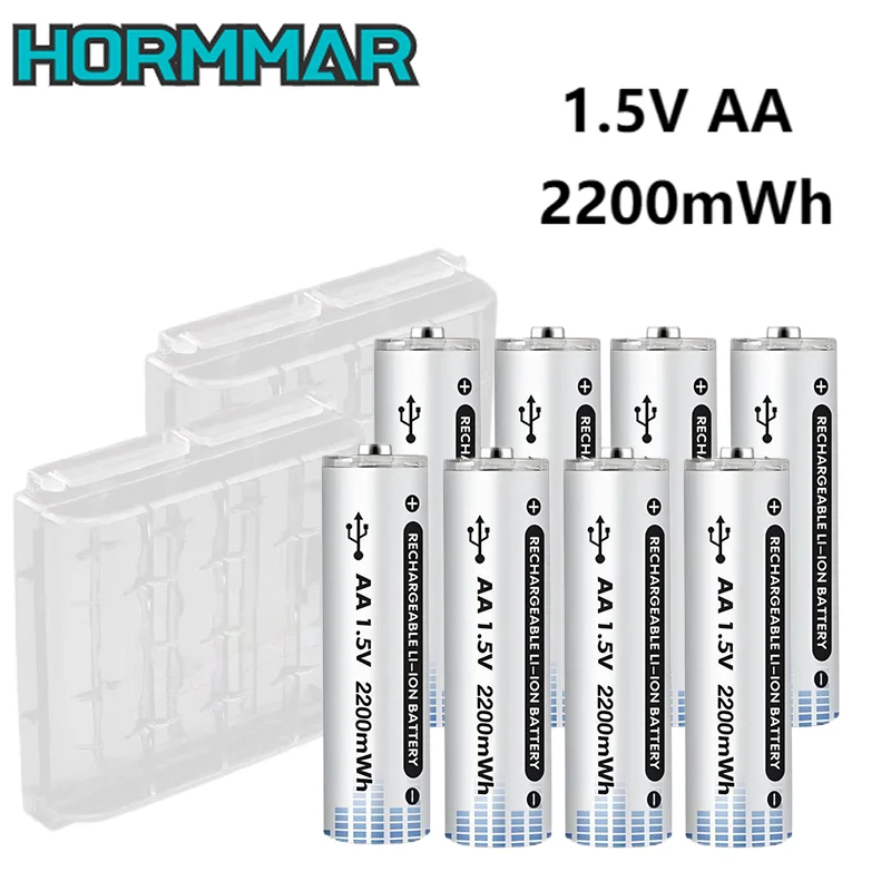 8PC-HORMMAR-1-5V-USB-2200mWh-Lithium-Battery-AA-Rechargeable-Batteries ...