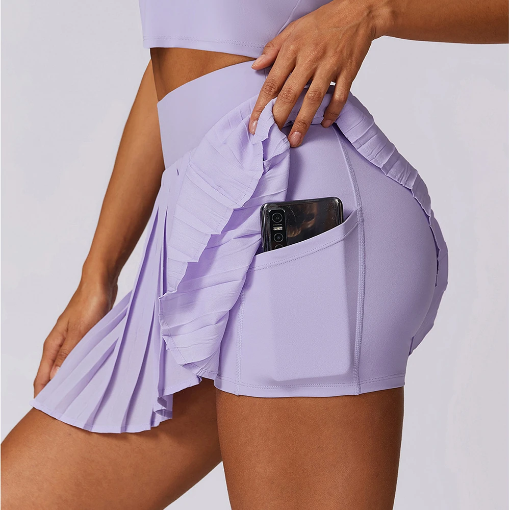Yoga-Pleated-Pocket-Skirts-Breathable-High-Waist-Skorts-Golf-Tennis ...