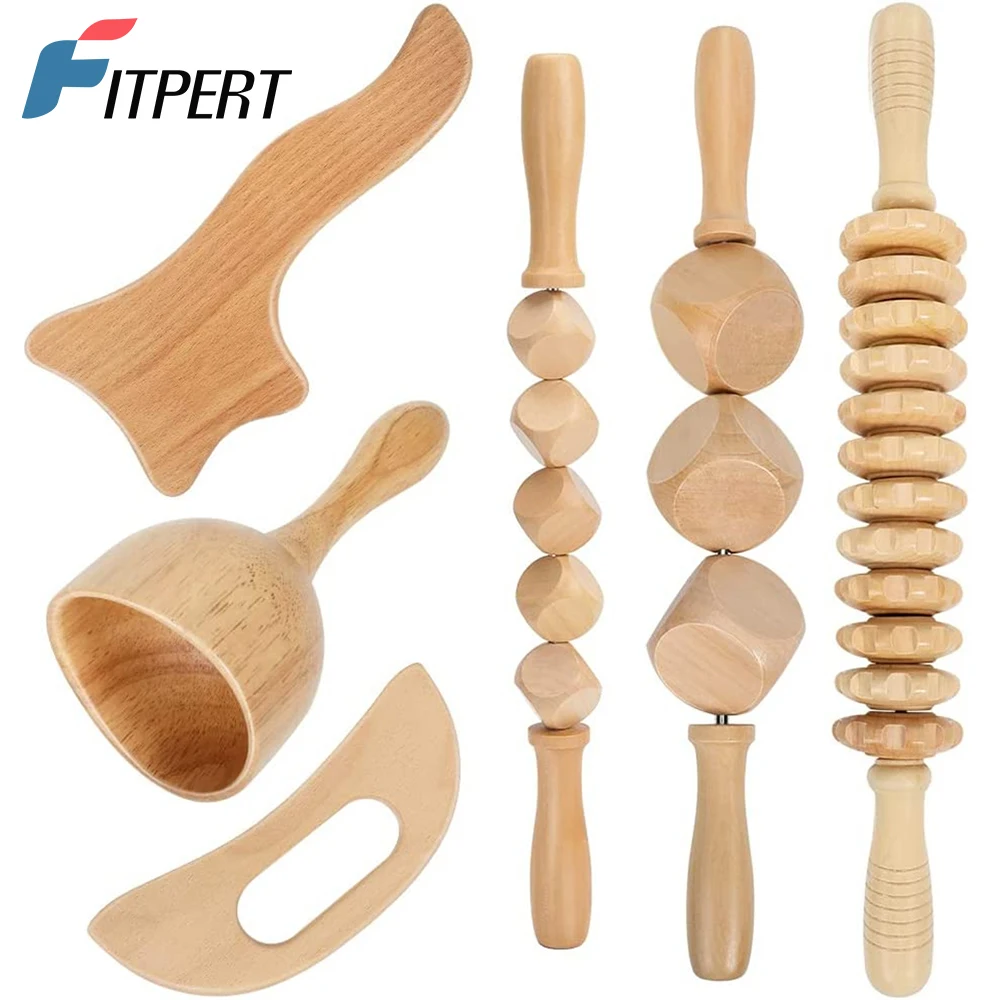 6 In 1 Maderoterapia Kit Lymphatic Drainage Tool, Wood Therapy Massage ...