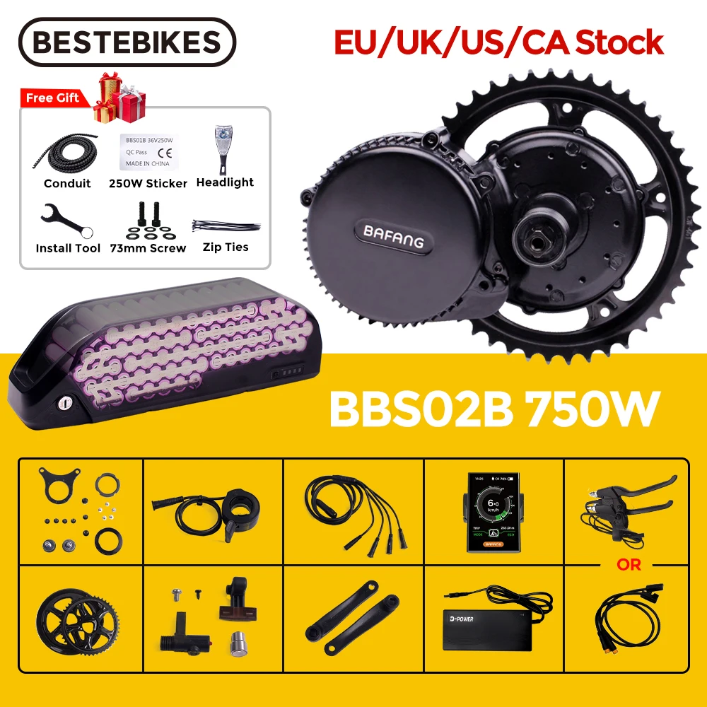Silnikiem Bafang 48V 750W BBS02B BBS02 silnik typu middrive 8fun zestaw ...