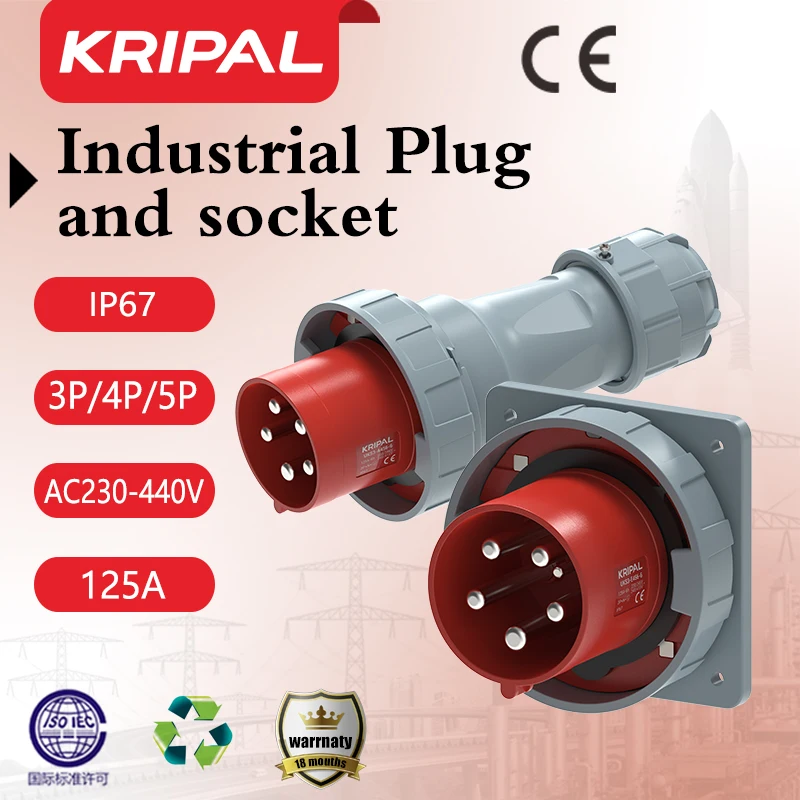 Free-Shipping-Kripal-125A-Industrial-Plug-and-Socket-3P-4P-5Pin ...