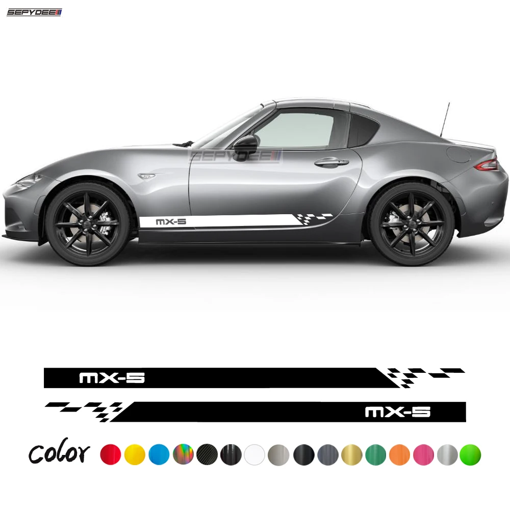 2pcs Car Styling Door Side Skirt Sticker Body Stripes Vinyl Decals For ...